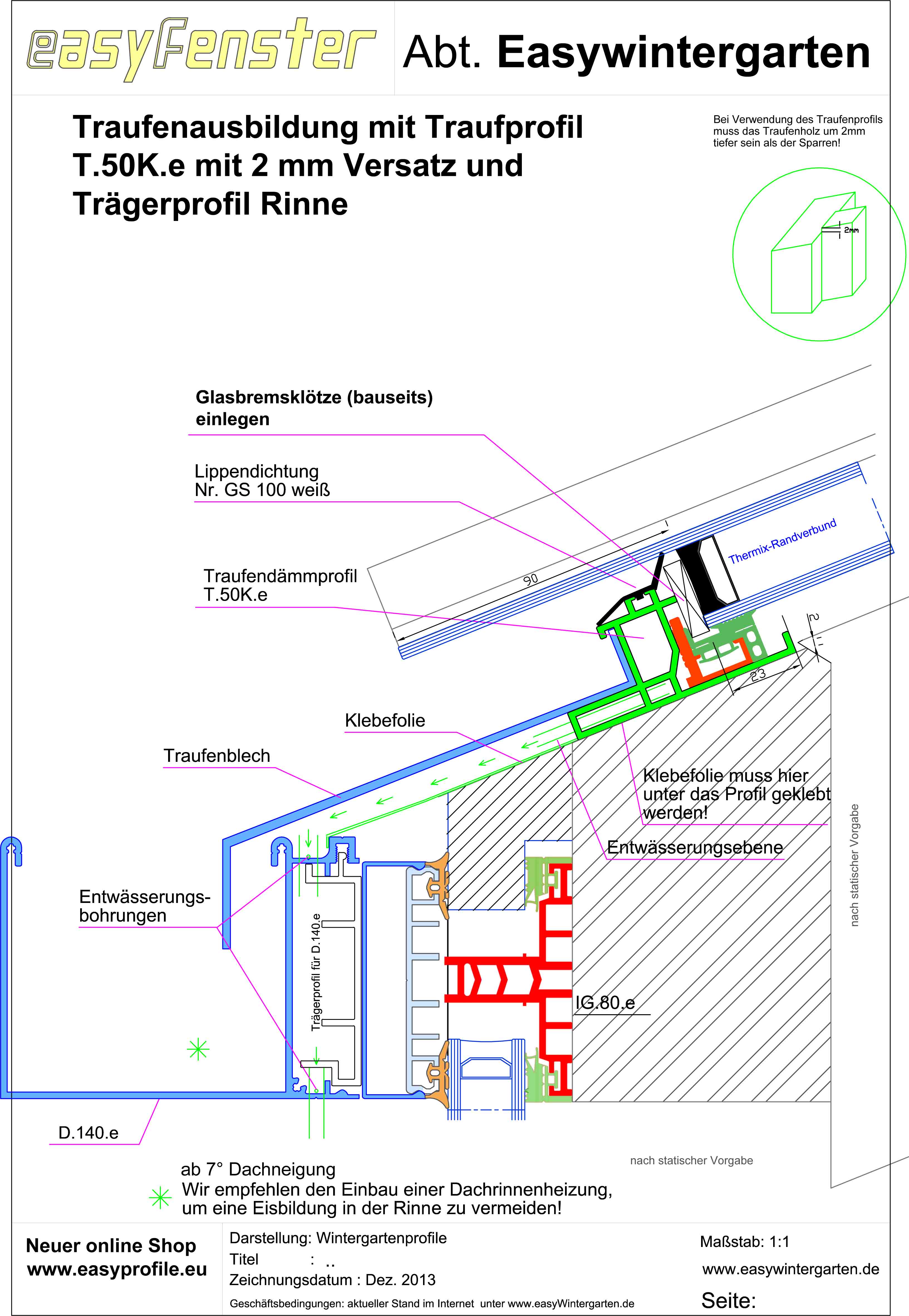Detailzeichnungen Schnittzeichnungen für Thermoprofile Thermoauflageprofile